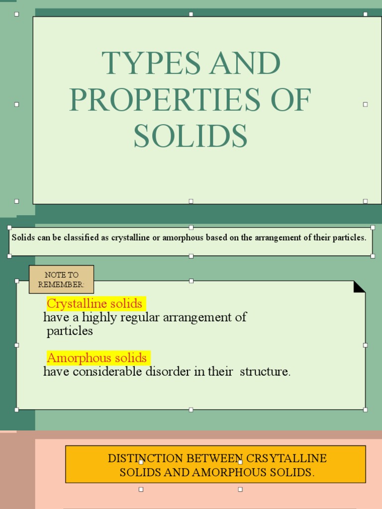Types and Properties of Solids | PDF | Crystal Structure | Crystal