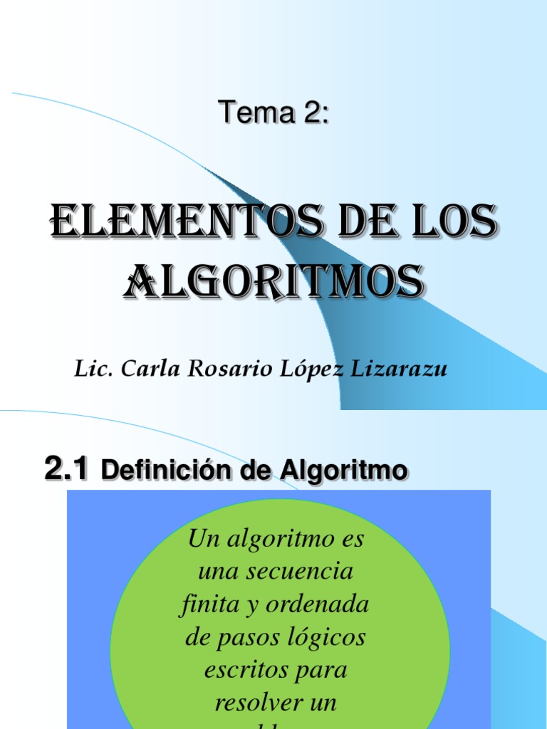 Tema 2 Elementos de Los Algoritmos | PDF | Algoritmos | Lenguaje de programación