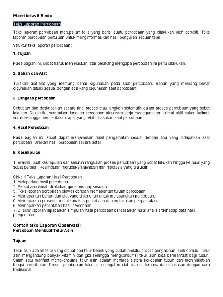Materi Kelas 9 Bindo | PDF