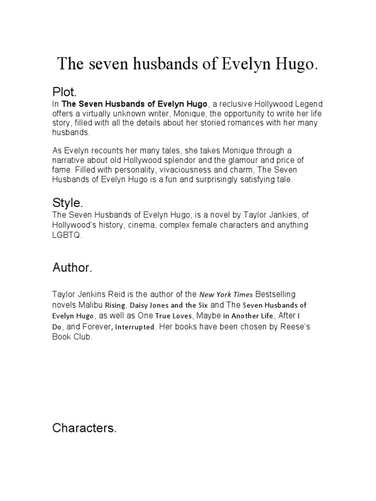 The Seven Husbands of Evelyn Hugo | PDF