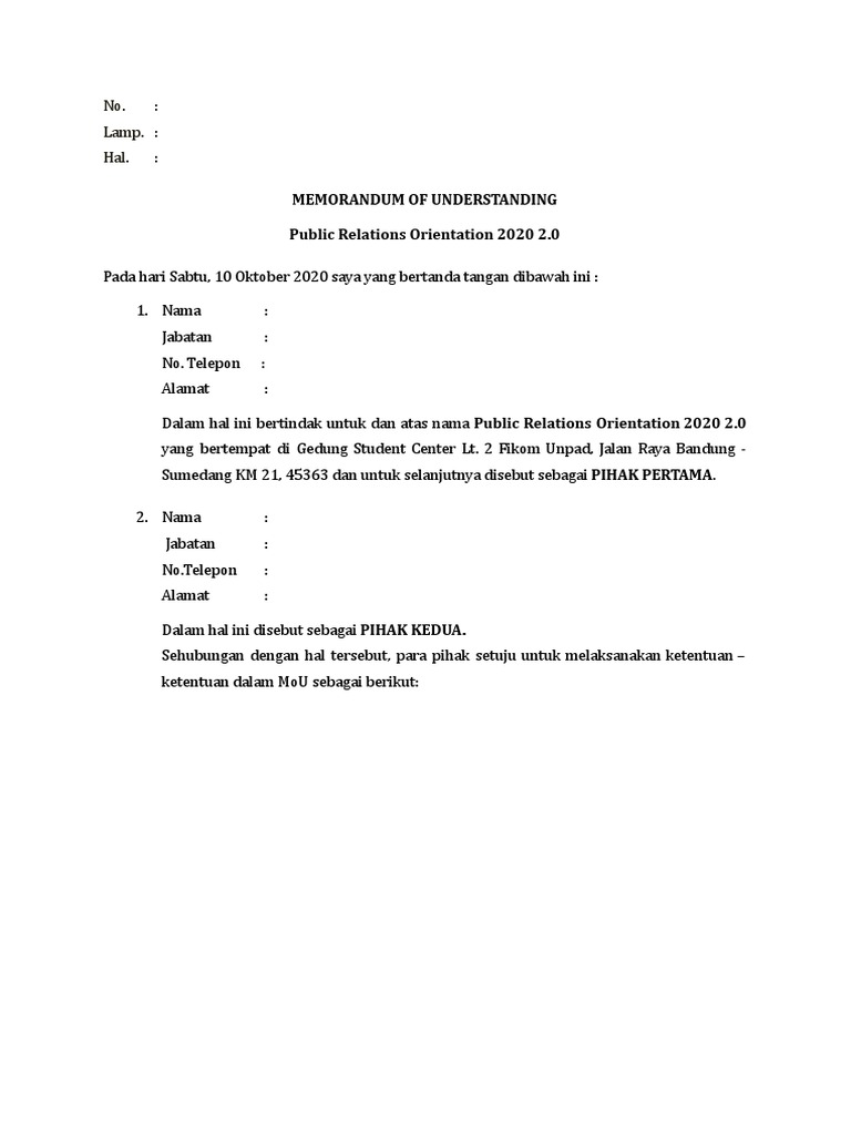 Contoh Mou Perjanjian | PDF