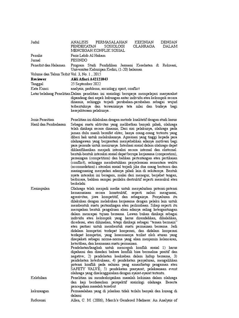 Review Jurnal Aldi Afiari - A42121043 | PDF