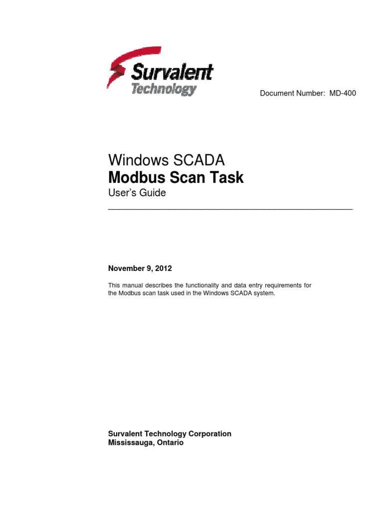 MD-400 Modbus Scan Task User's Guide | PDF | Port (Computer Networking) | Transmission Control ...