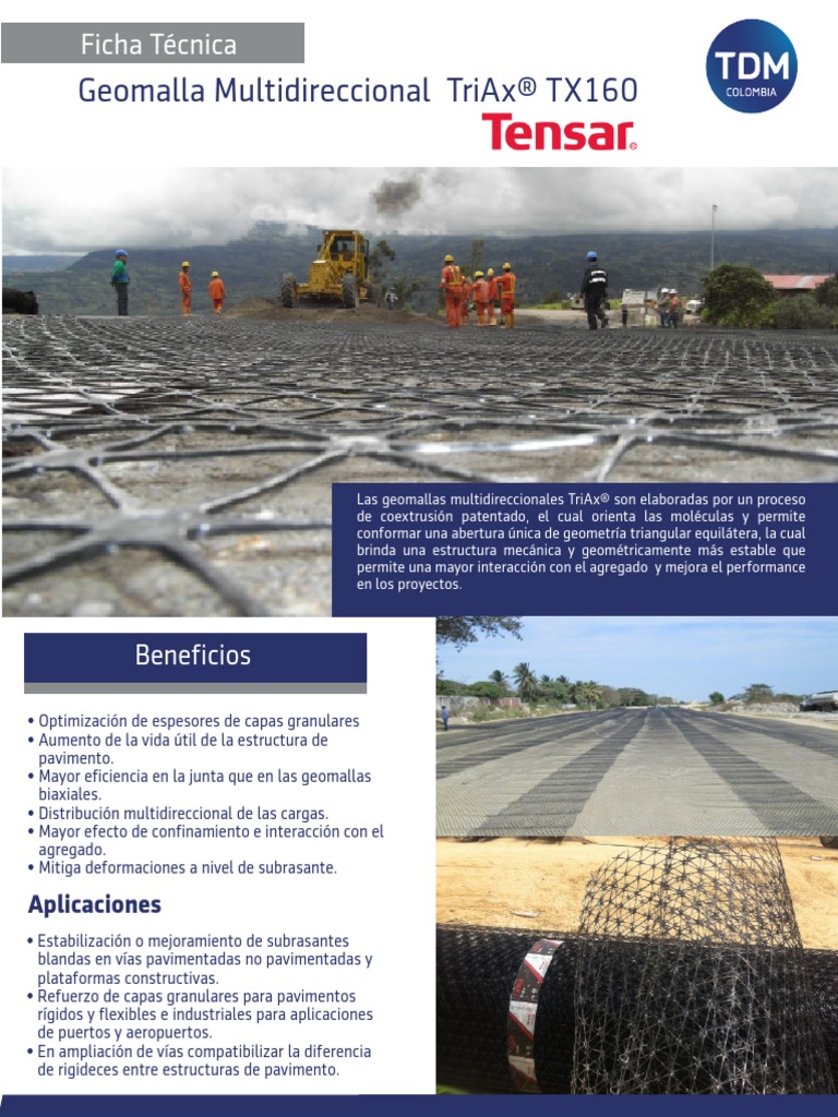 Ficha Tecnica Geomallas Triax TX160 | PDF | Química