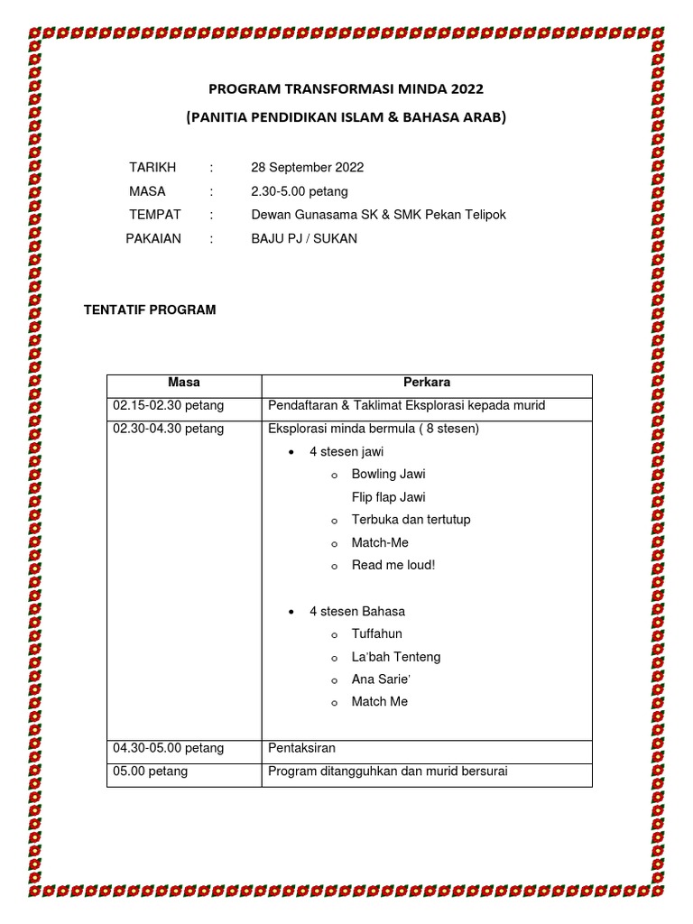 Program Transformasi Minda 2022 PDF | PDF