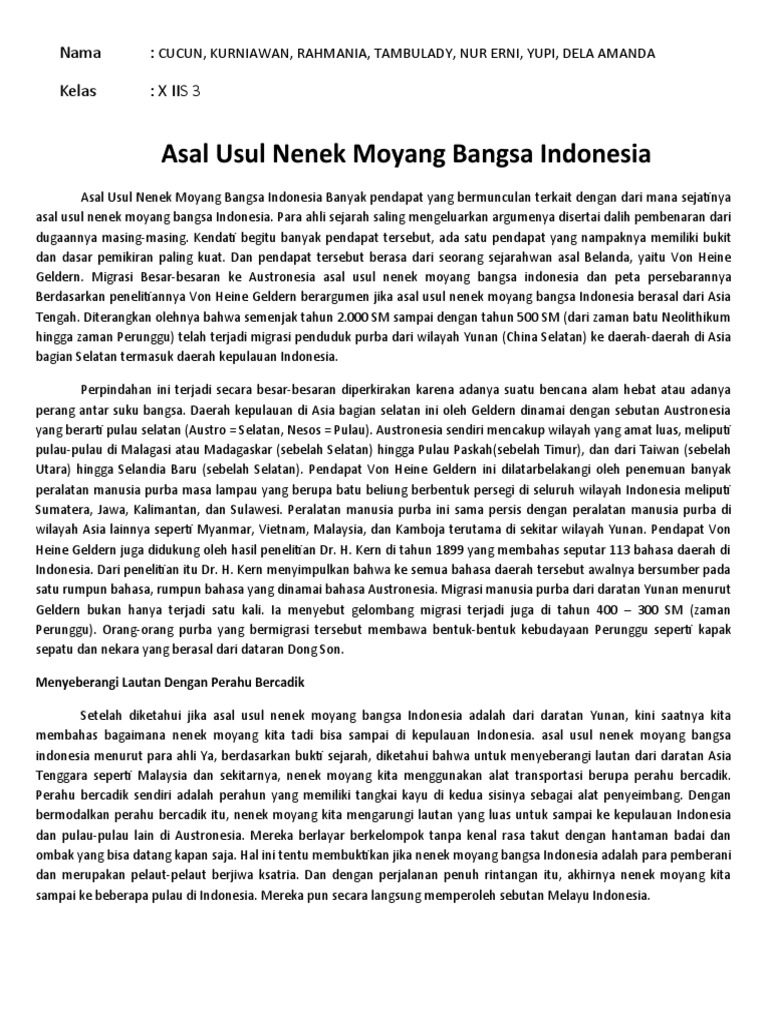 Asal Usul Nenek Moyang Indonesia | PDF | Sejarah | Agama & Spiritualitas