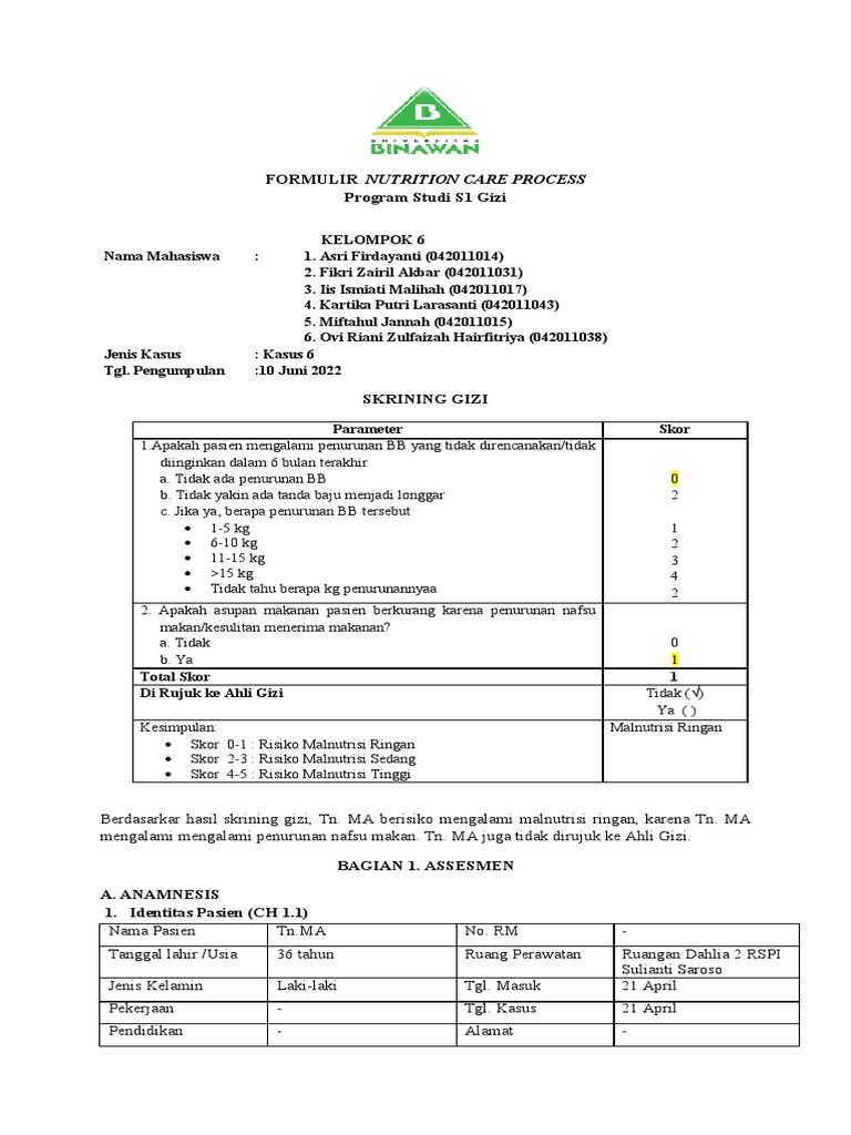 6 - Kelompok 6 - Kasus 6 - Formulir NCP | PDF