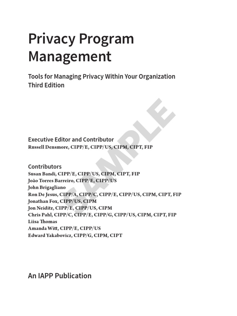 IAPP Privacy Program Management 3E-SAMPLE | PDF | Privacy | Life Cycle ... IAPP Privacy Program Management 3E-SAMPLE | PDF | Privacy | Life Cycle ...