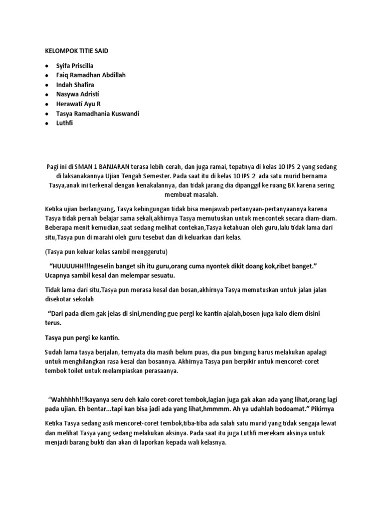 Tasya dan Konsekuensi Nyontek | PDF