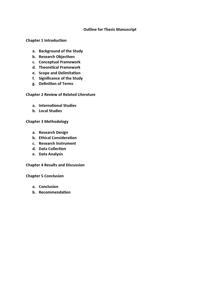 Outline For Thesis Manuscript | PDF