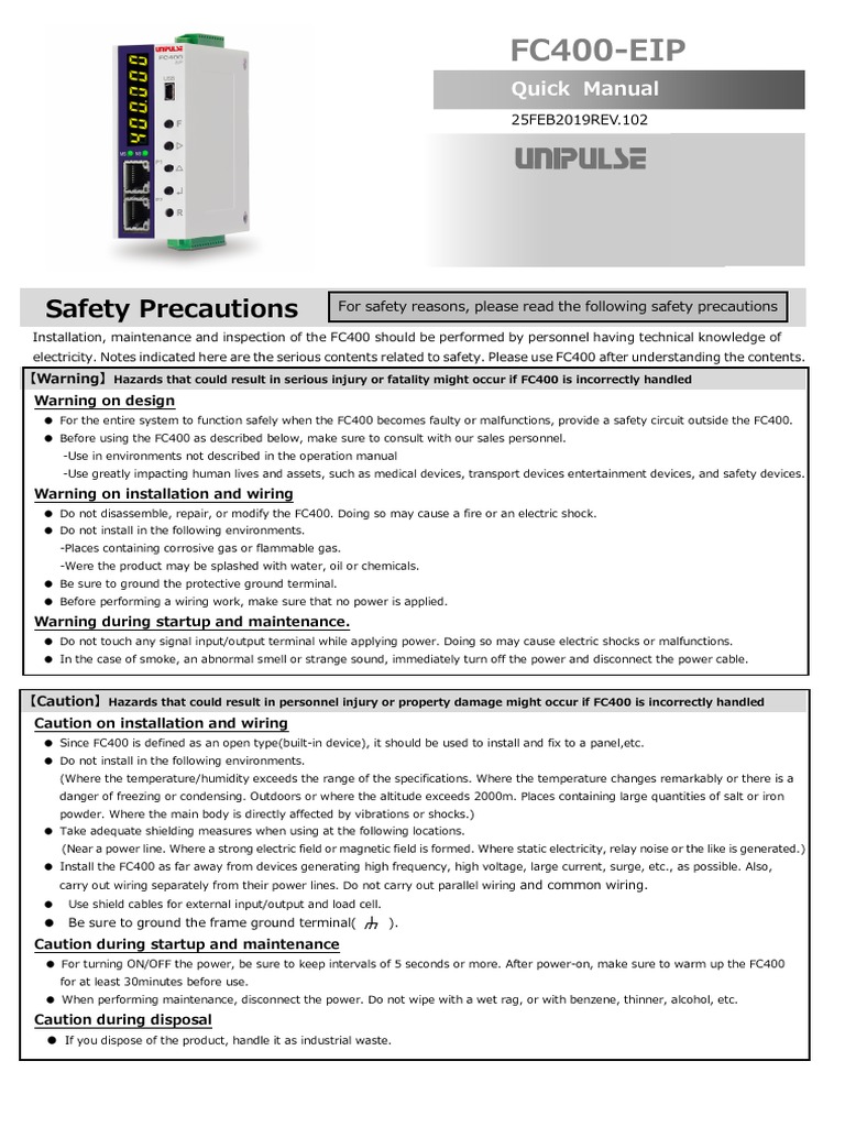 Ug FC400-EIP QR 1.02en | Download Free PDF | Weight | Calibration
