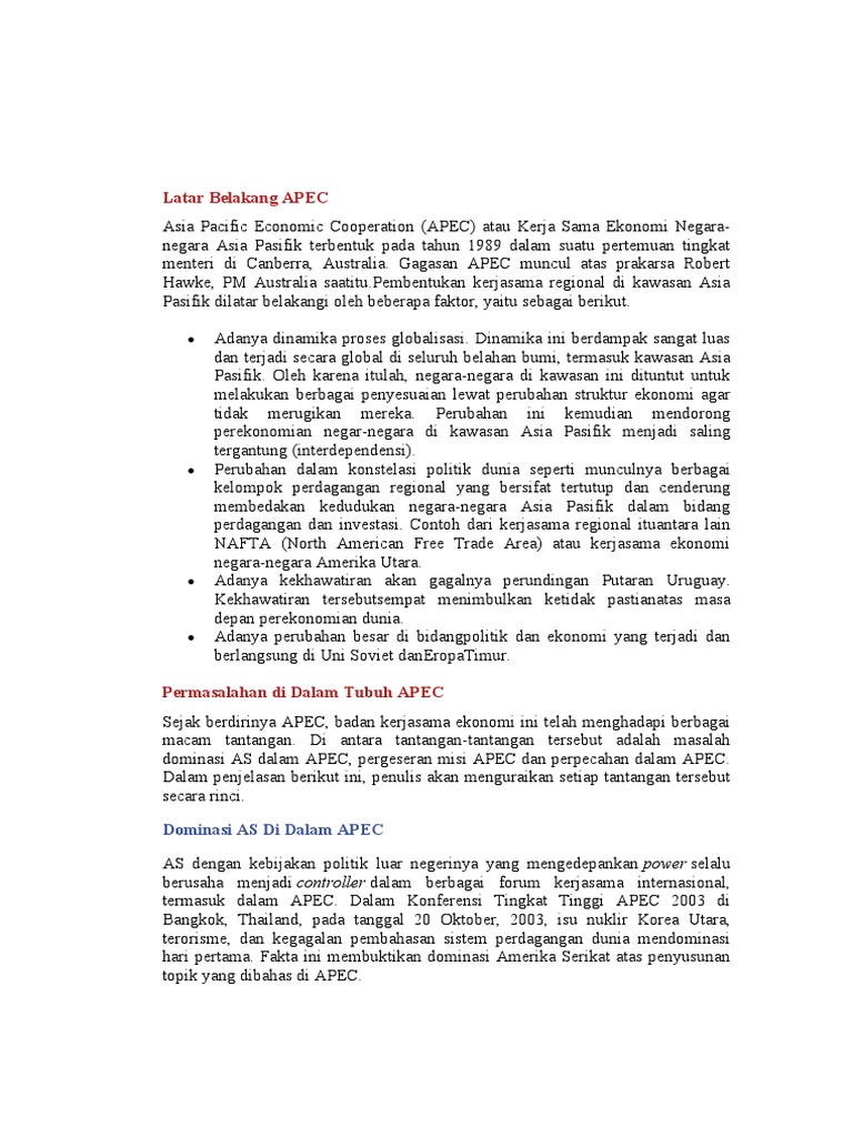 Latar Belakang APEC | PDF