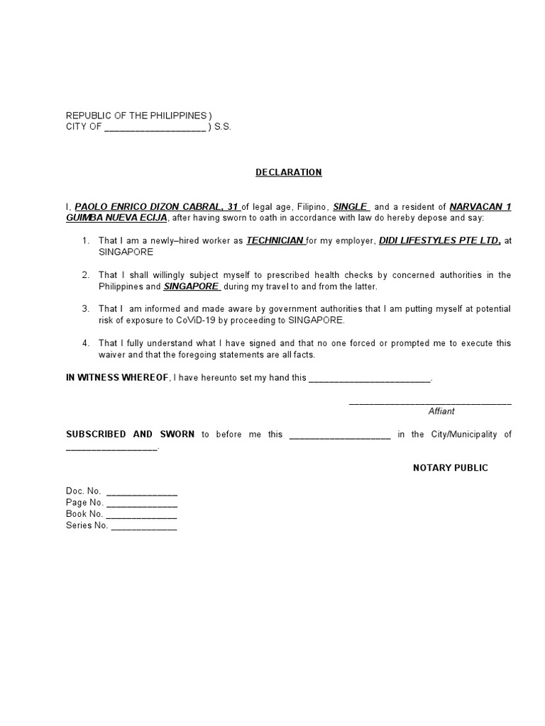 Notarized Statement Certification and Declaration | PDF