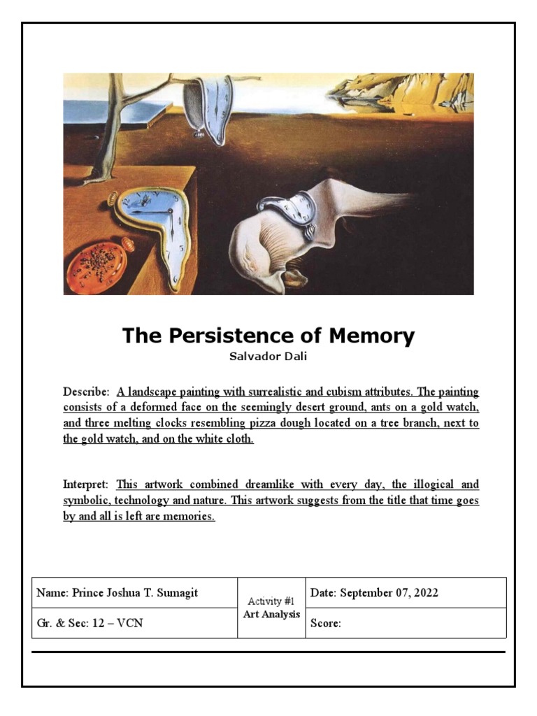 Analysis of Dali's Persistence of Memory | PDF