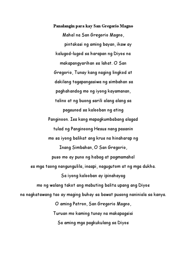 Panalangin para Kay San Gregorio Magno 1 | PDF