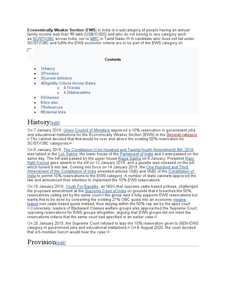Economically Weaker Section | PDF | Government | Government Of India