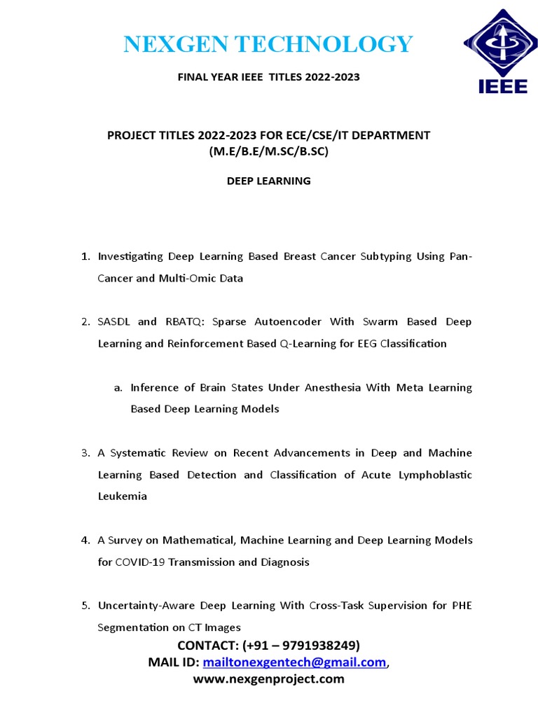 Ieee 2022-23 Deep Learning Titles | PDF