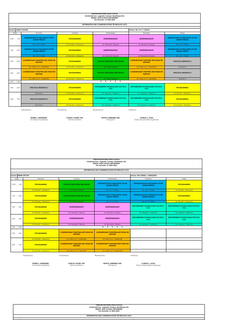 ICT CLASS SCHEDULE 2022 2023 Update As of Sept 27 | PDF | Information ...