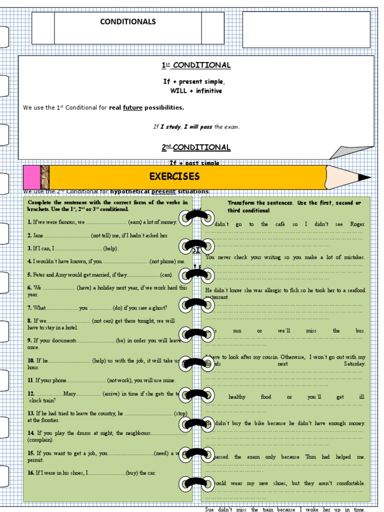 First Second and Third Conditionals Grammar Drills Grammar Guides - 40327 | PDF | Syntax ...