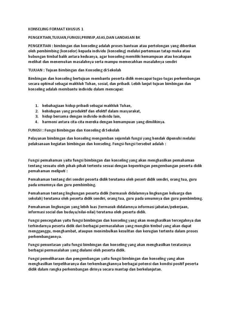 Konseling Format Khusus 1 | PDF
