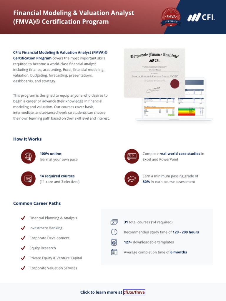 FMVA Brochure | PDF | Valuation (Finance) | Discounted Cash Flow