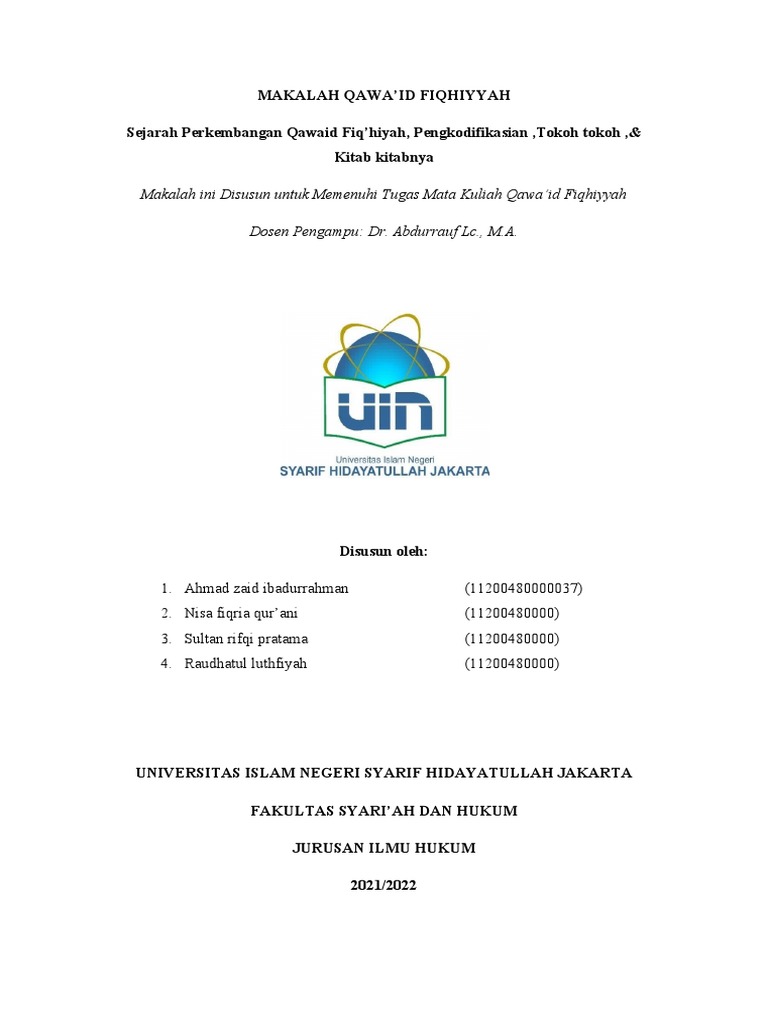 Sejarah dan Ruang Lingkup Qawa'id Fiqhiyyah | PDF | Agama & Spiritualitas