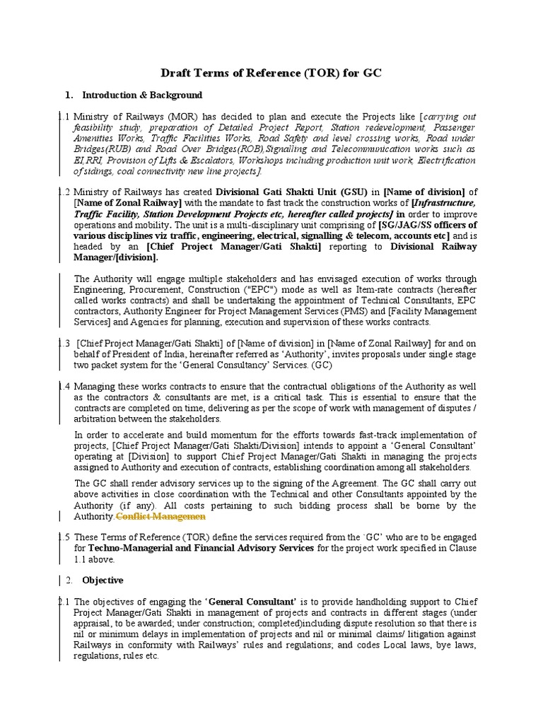 Final Draft Terms of Reference New | PDF | Project Management | Consultant
