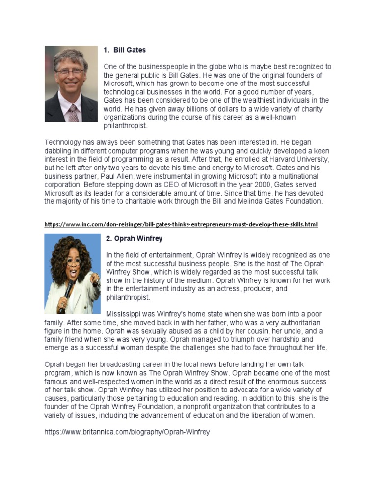 02 - Activity - 1 Entrepreneurs | Download Free PDF | Oprah Winfrey