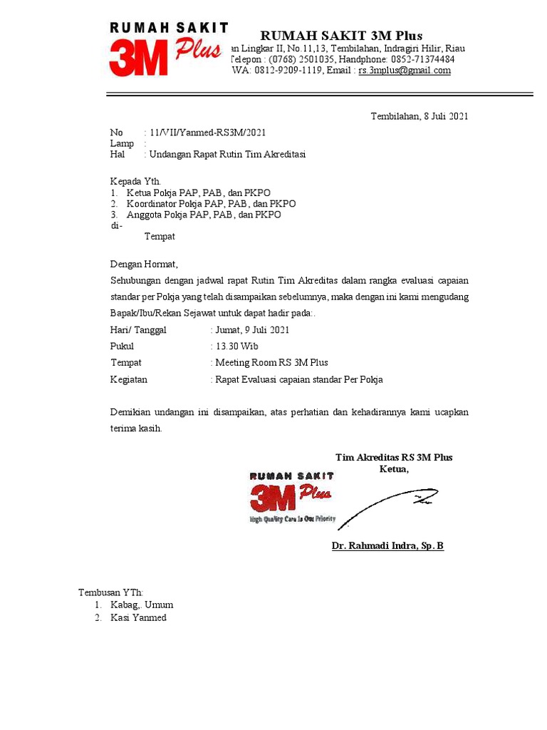 Undangan Rapat Tim Akre PAP PAB Dan PKPO | PDF
