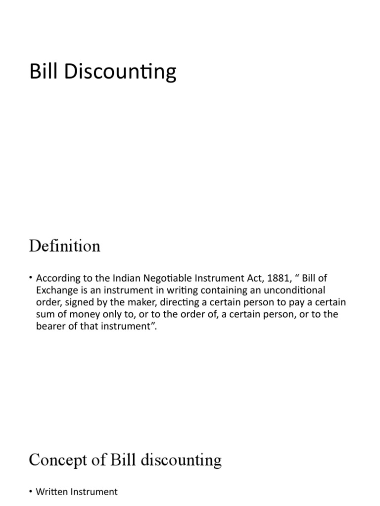Bill Discounting Definition and Process | PDF