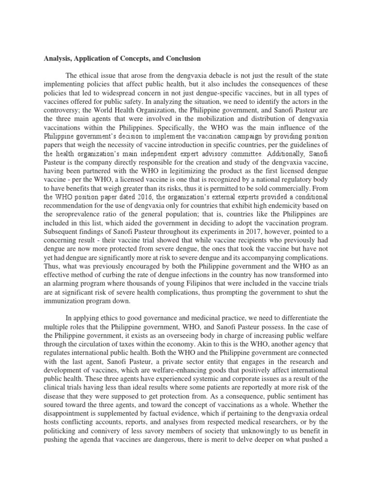 An Analysis of Ethical Considerations Surrounding the Dengvaxia Vaccine ...