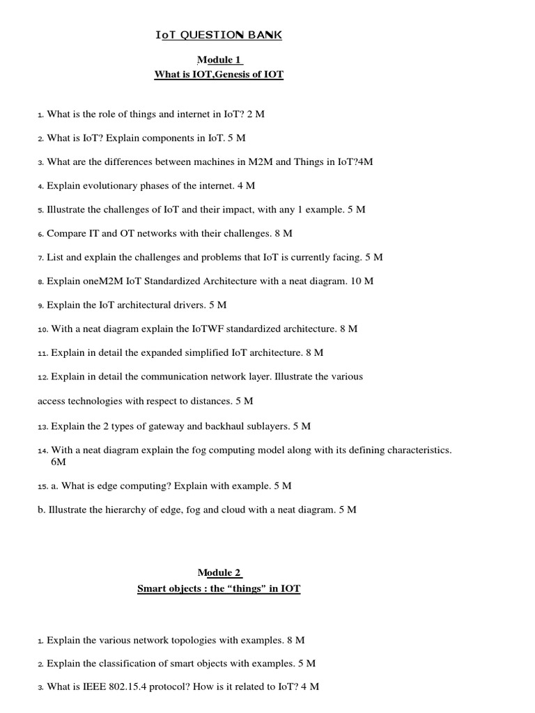 8th Sem Questions Banks-1 | PDF | Internet Of Things | Internet Protocols