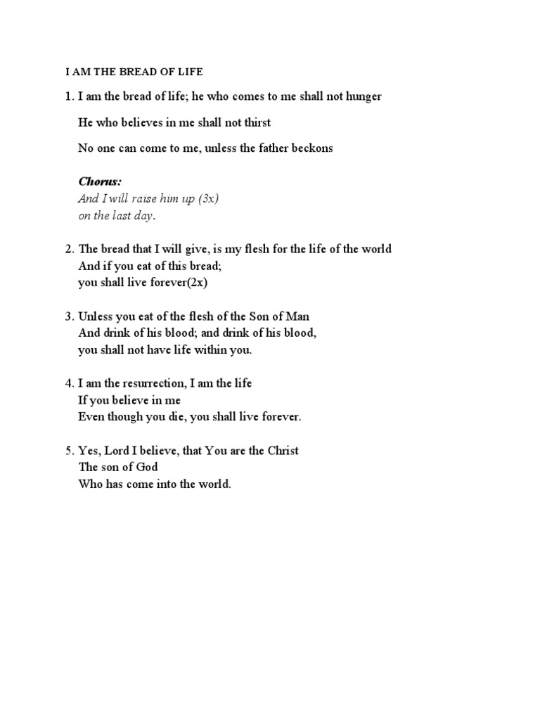 I Am the Bread of Life Lyrics | PDF