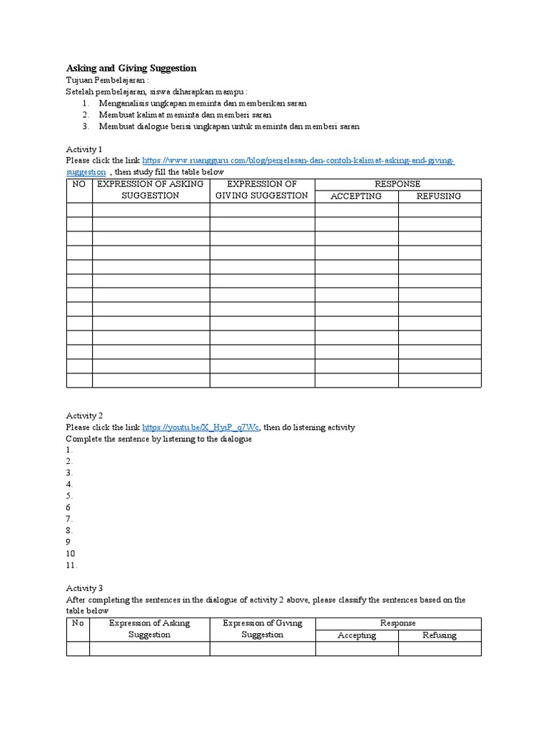Asking and Giving Suggestion | PDF | Language Arts & Discipline Asking and Giving Suggestion | PDF | Language Arts & Discipline