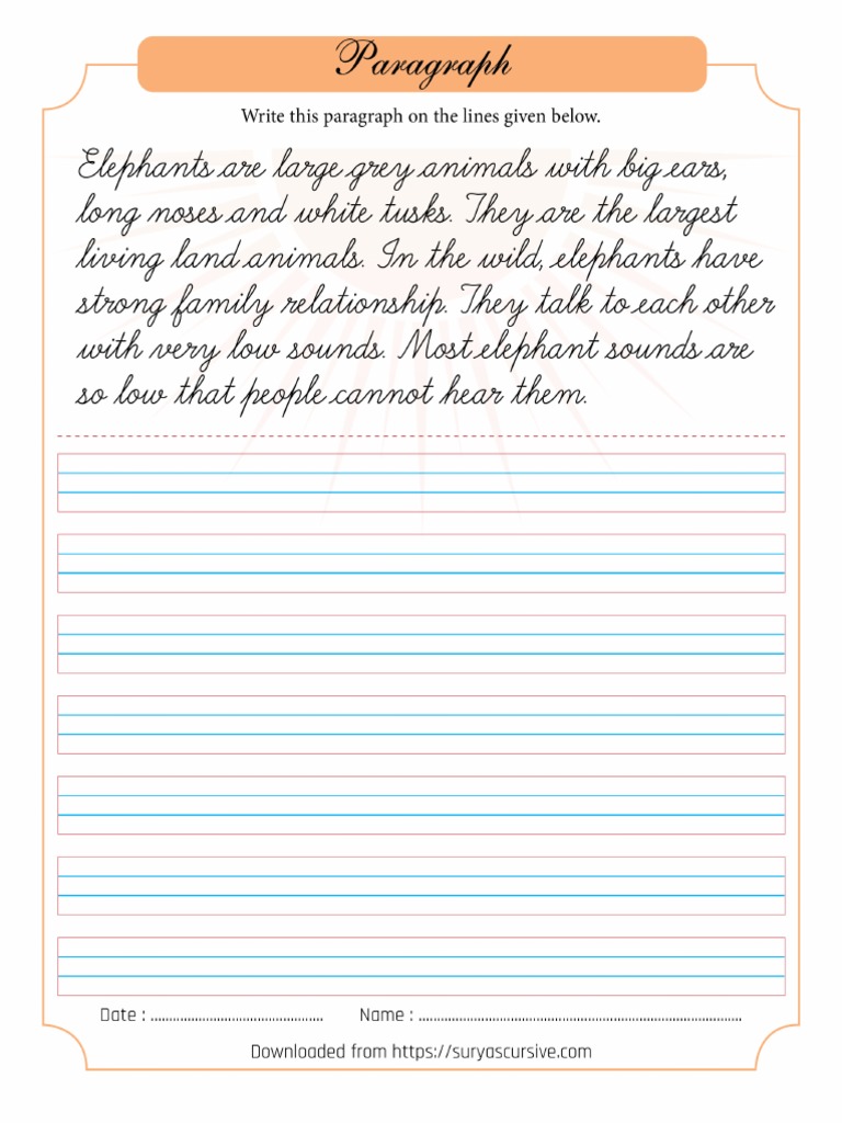 Cursive-Paragraph-Elephants-4L | PDF