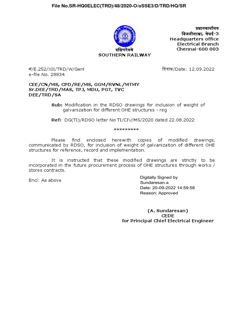 Modification of RDSO Drawings for OHE Structures to Include Weight of ...