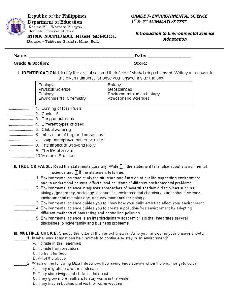 G7 Envisci Q1 W1-2 | PDF | Environmental Science | Natural Environment