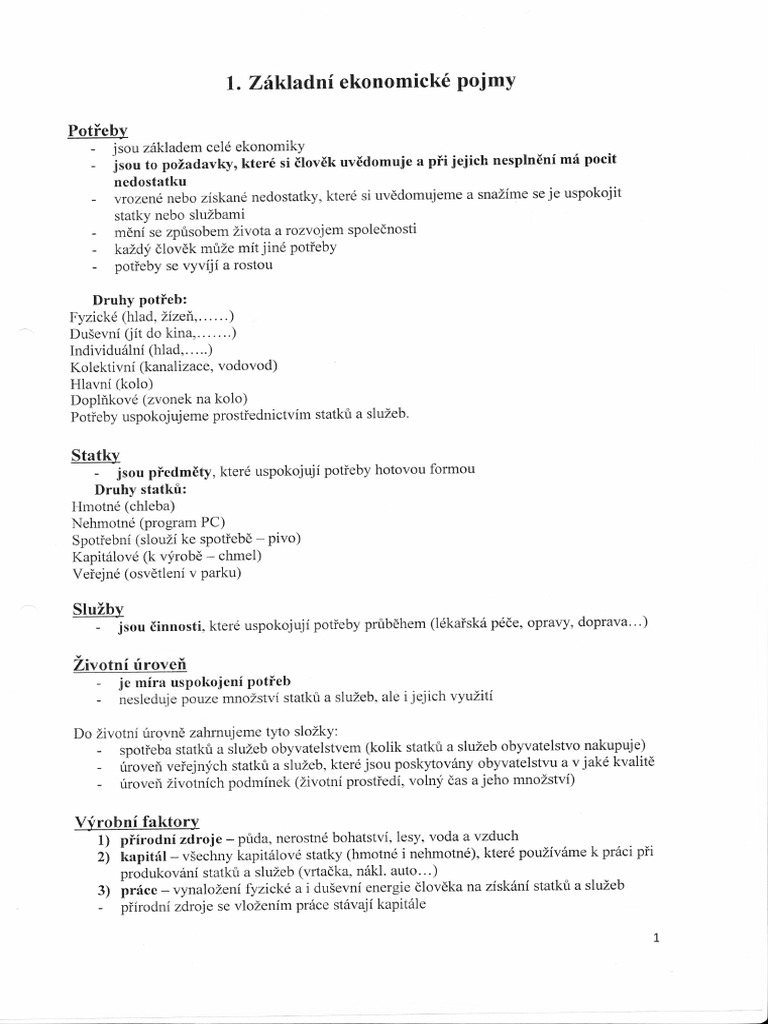 1. Základní ekonomické pojmy | PDF