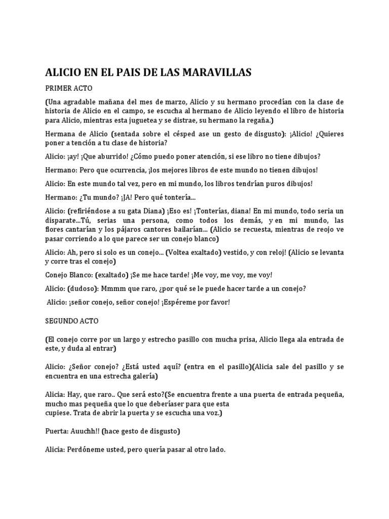 Alicia en El País de Las Maravillas | PDF | Las aventuras de Alicia en ...