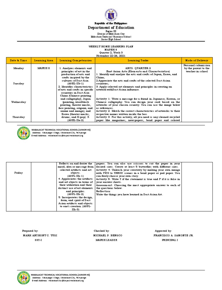 Quarter 2 Week 3-MAPEH8 | PDF | East Asia | The Arts