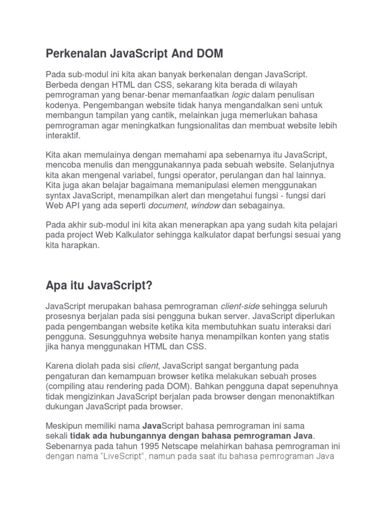 06-Javascript Basic Dan Manipulasi DOM | PDF