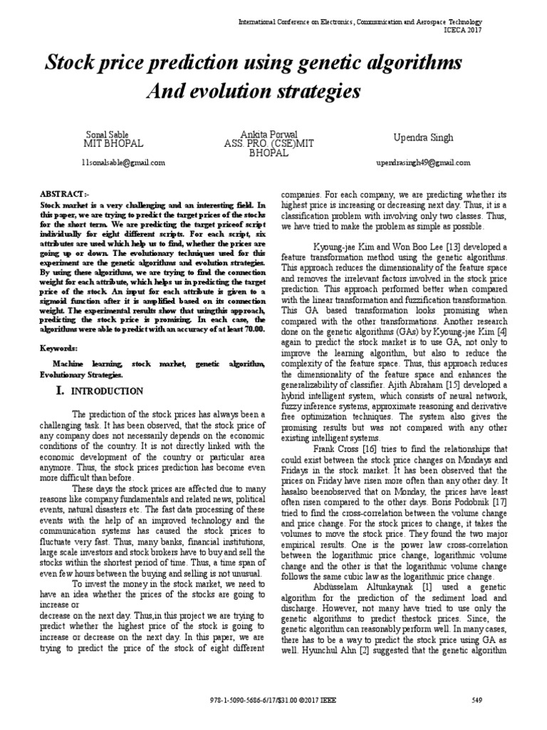 Stock Price Prediction Using Genetic Algorithms and Evolution Strategies | PDF | Applied Mathematics