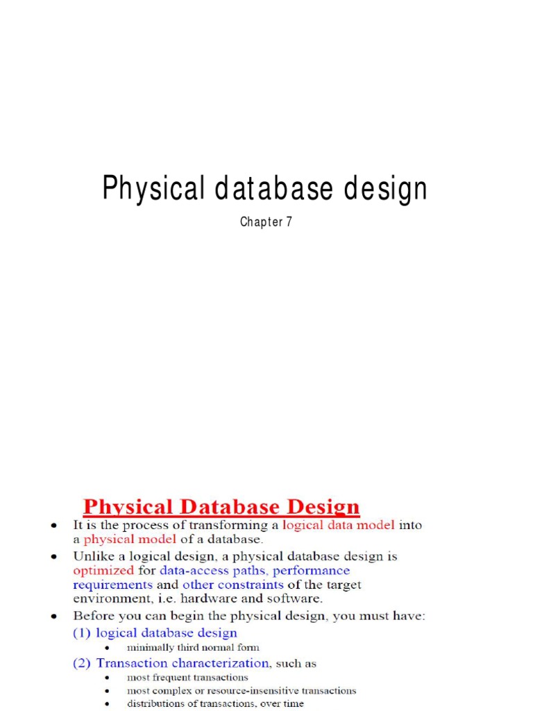 Physical Database Design | PDF | Database Index | Databases Physical Database Design | PDF | Database Index | Databases