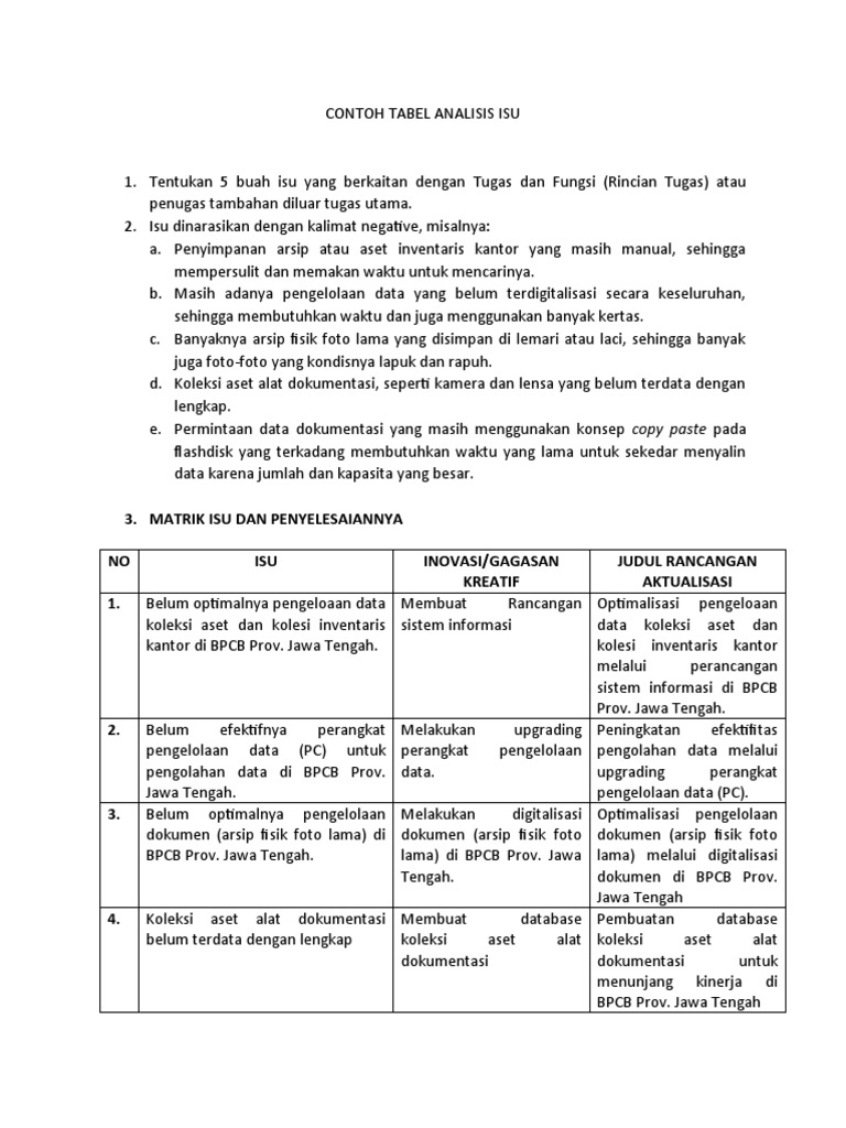 Tabel Analisis Isu Pdf 3595