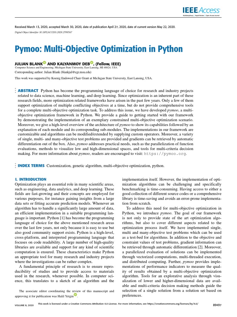 Pymoo Multi Objective Optimization In Python Pdf Mathematical Optimization Computer 