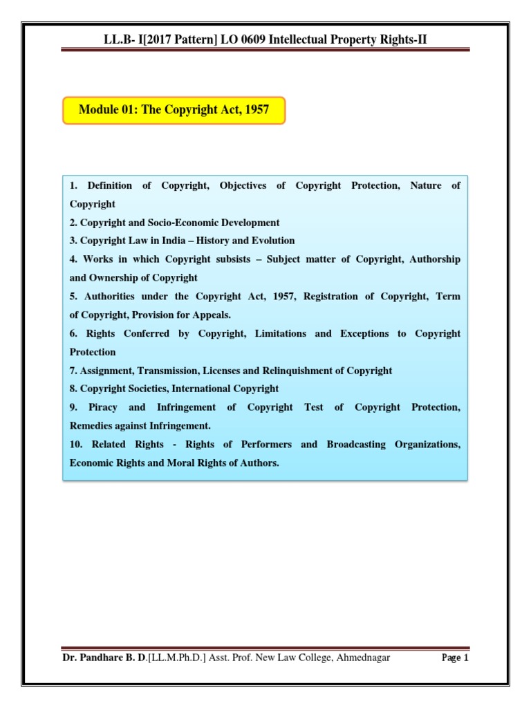 IPR-II Module 1 | PDF | Copyright | Copyright Infringement