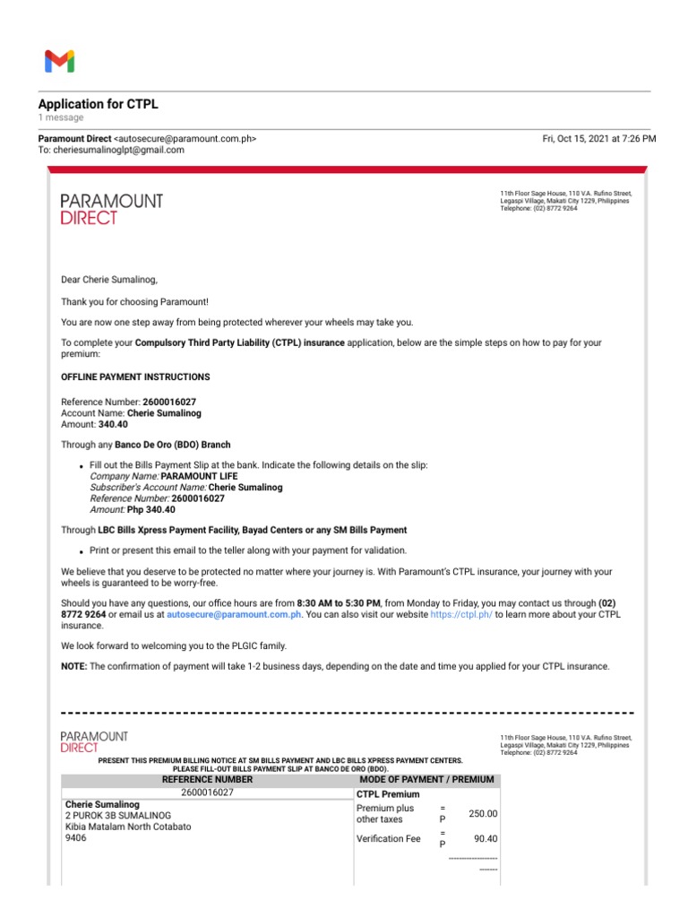 CTPL | PDF | Insurance | Cheque