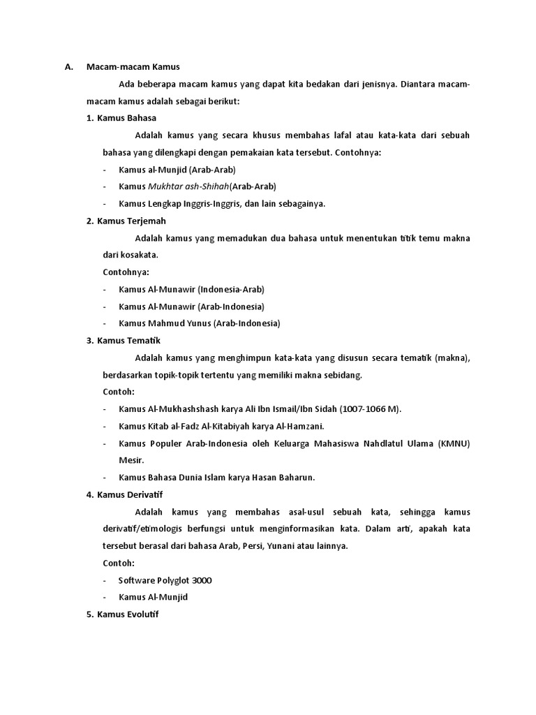 Jenis-Jenis Kamus dan Contohnya | PDF