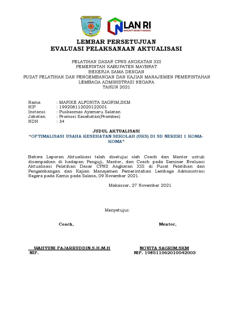 Lembaran Persetujuan Marike | PDF