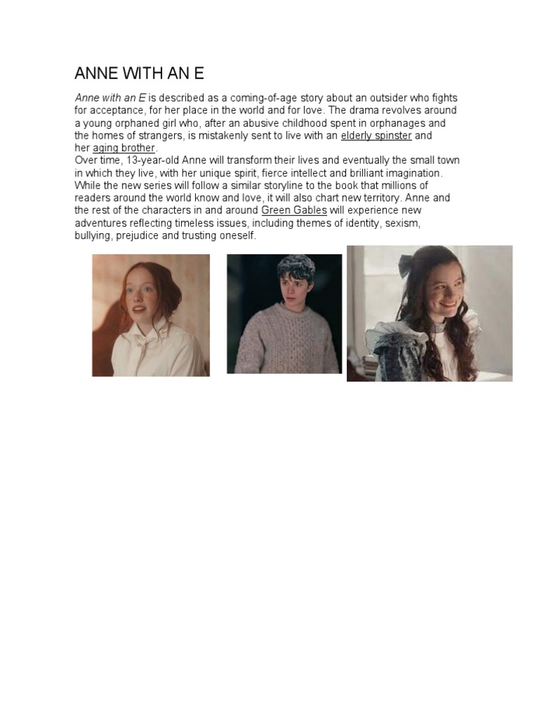 Anne with an E: A New Perspective | PDF | Mystery, Thriller & Crime ...